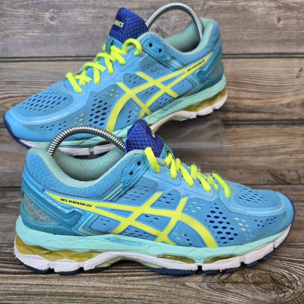 Asics Gel-Kayano 22 Running Shoes Ice Blue Flash Yell… - Gem
